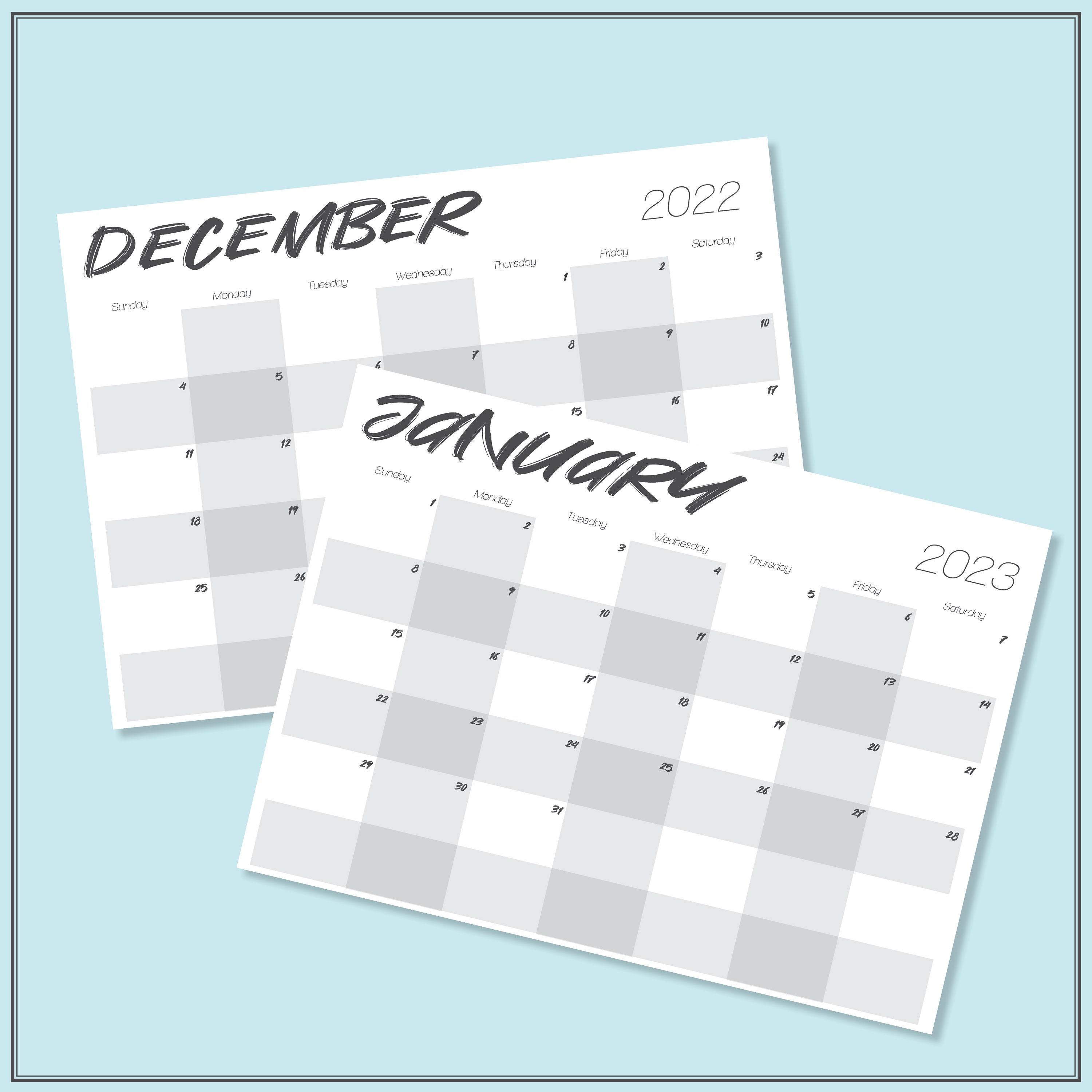 Printable Digital Calendar 2023 Download PDF Calm and Cool - Etsy