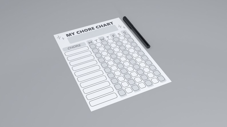 Printable Chore Chart Downloadable for Kids - Etsy