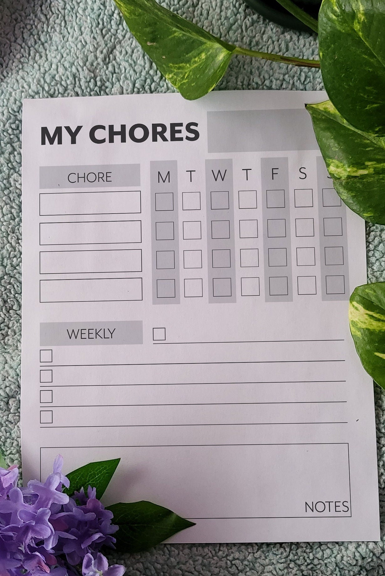 Minimalist Chore Chart Weekly Monthly for Kids Students Back to School ...