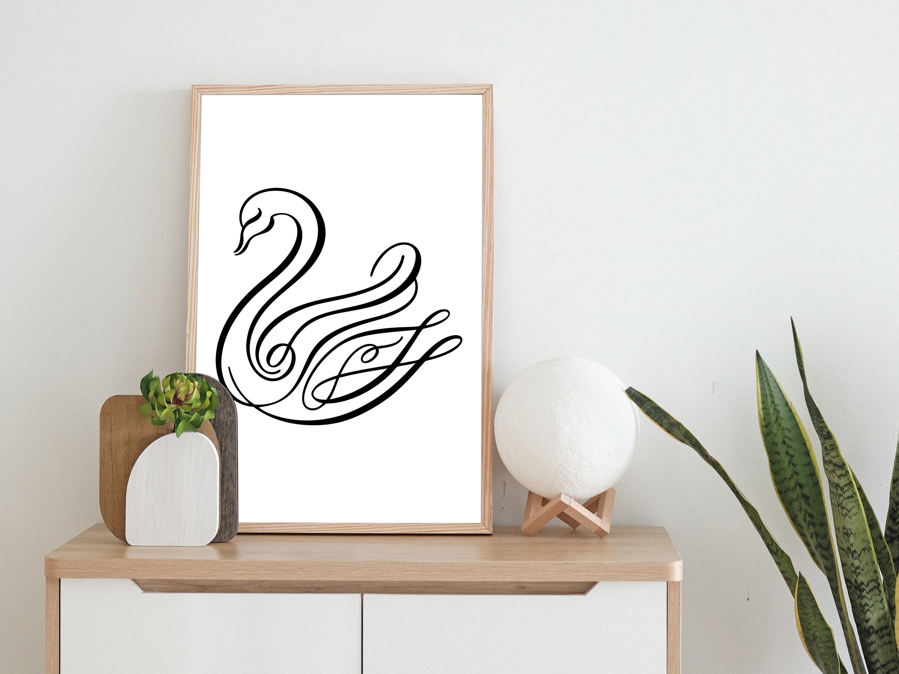 Swan Line Art Print Animal Single Line Drawing - Etsy