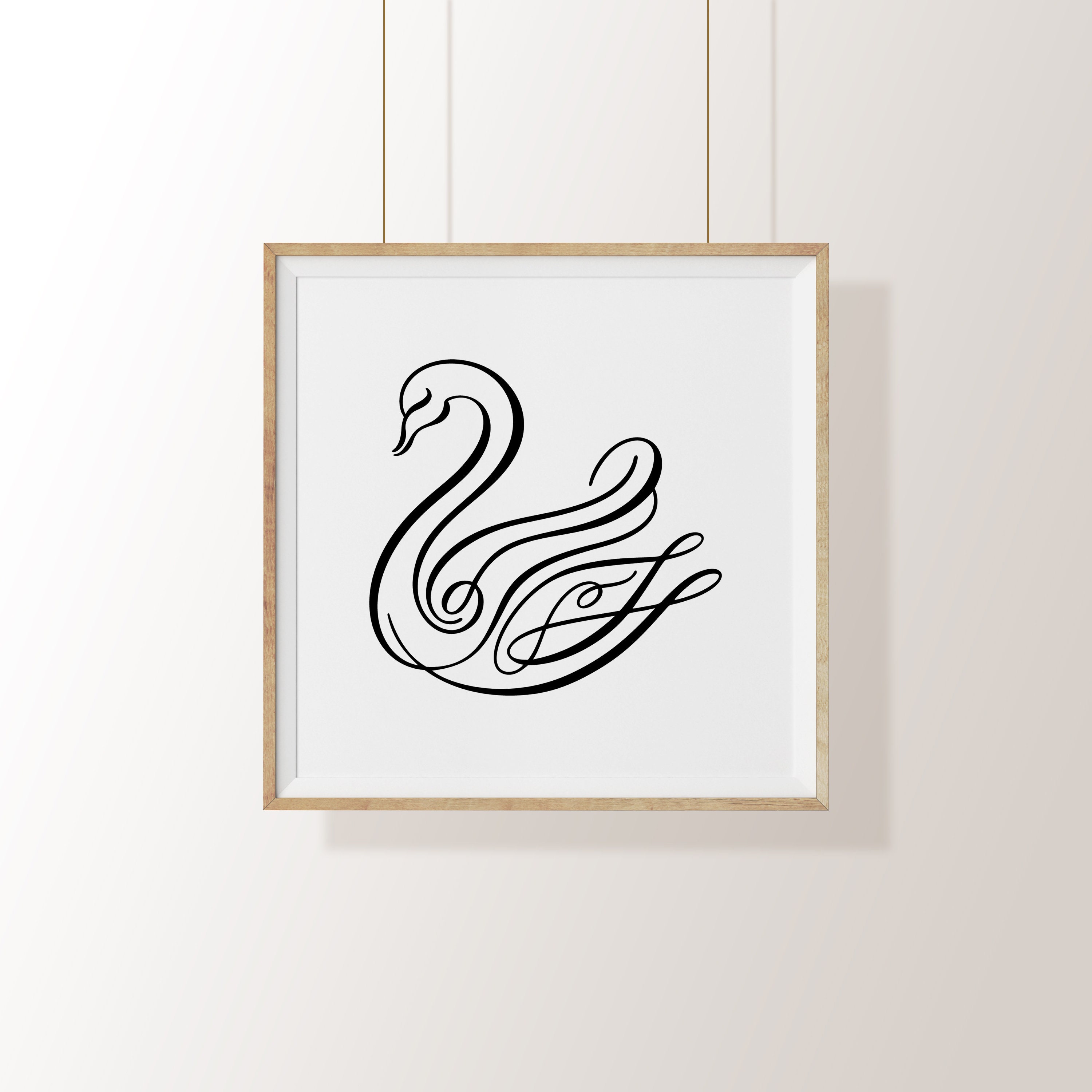 Swan Line Art Print Animal Single Line Drawing - Etsy