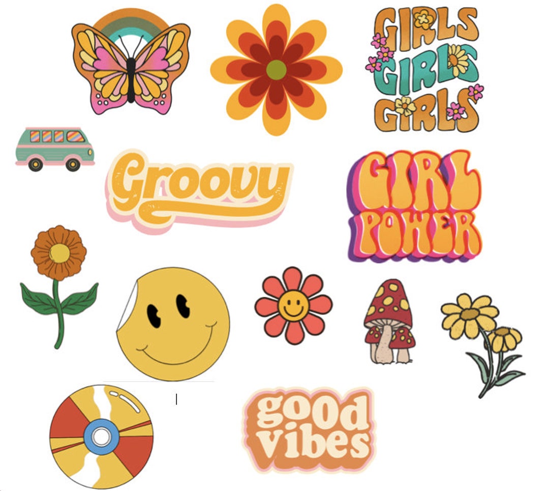 Retro Groovy Clipart Collection, Hippie Collection, Hippe Clipart ...