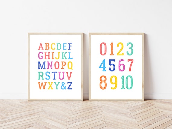 Alphabet & Numbers Block Font Printable Montessori Decor | Etsy