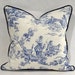 Blue Toile Pillow Cover With Optional Blue Velvet Welt Piping Trim - Etsy