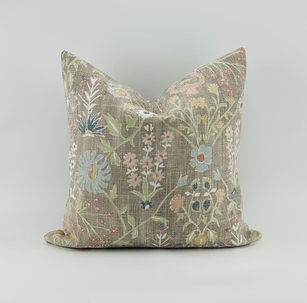 Brown Rustic Floral Pillow Cover, Cottagecore, Boho, Farmhouse ...