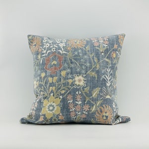 Denim Blue Rustic Floral Pillow Cover, Cottagecore, Boho, Farmhouse - Etsy