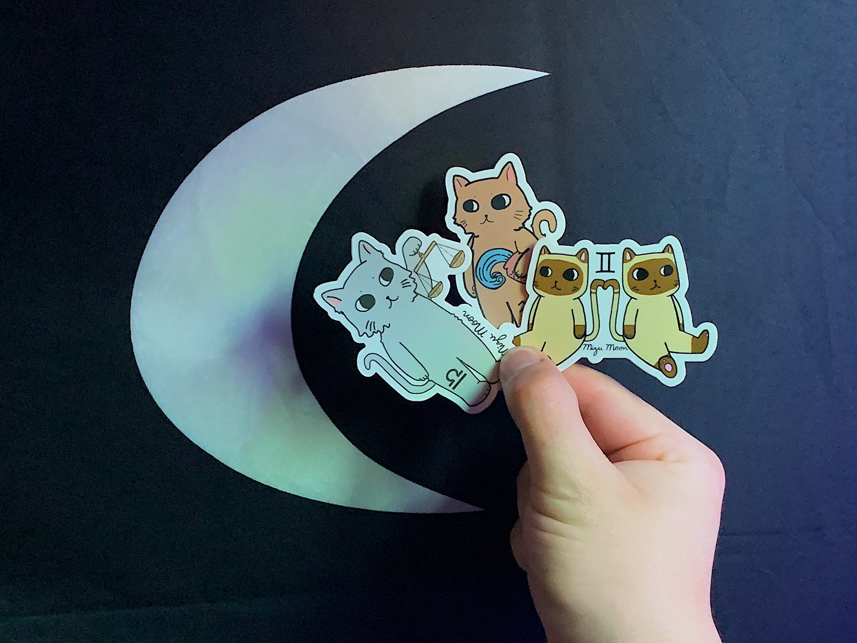 Gemini Zodiac Cat Vinyl Sticker durable & waterproof | Etsy