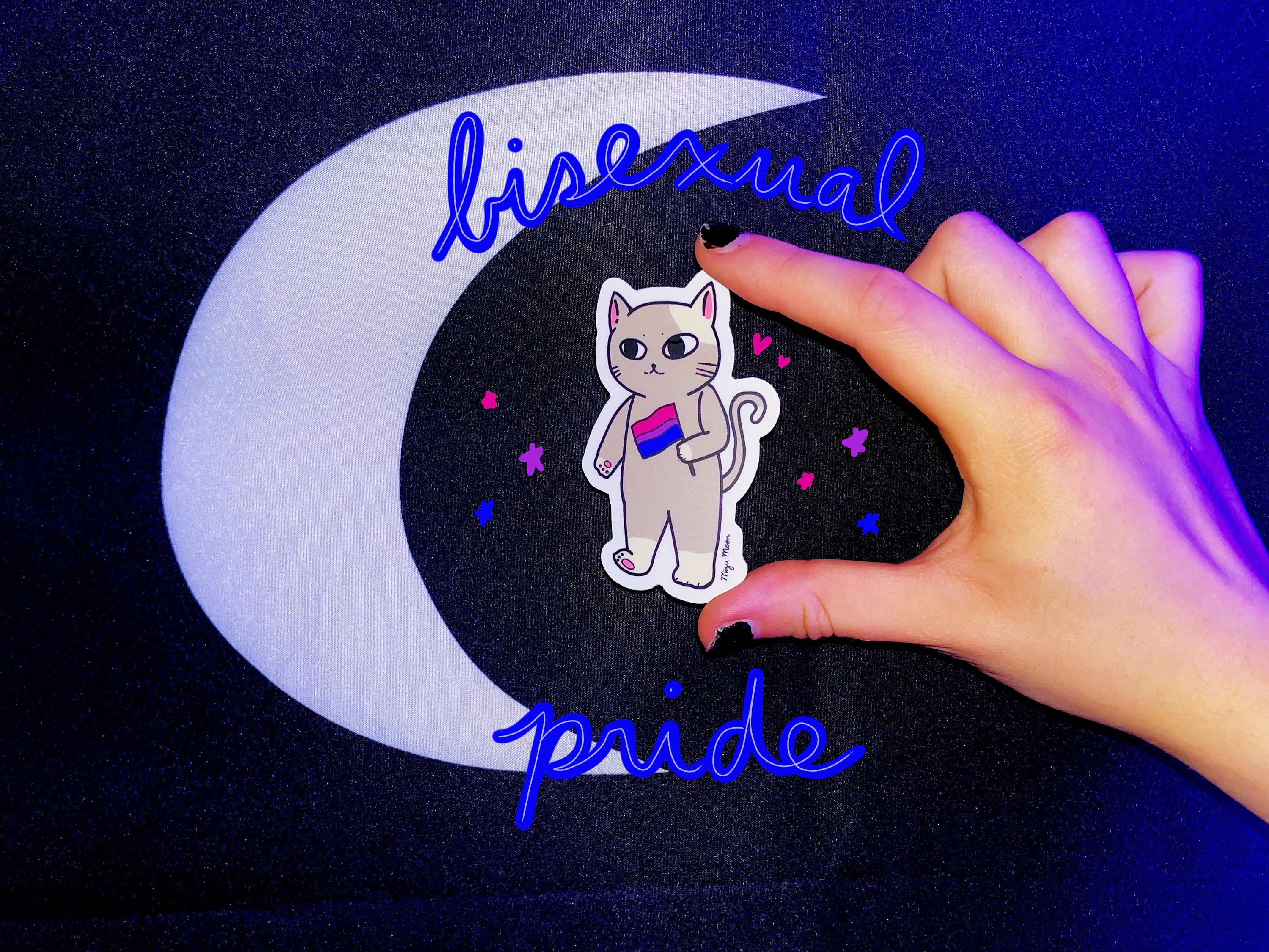Bisexual Pride Flag Cat Vinyl Sticker | Etsy