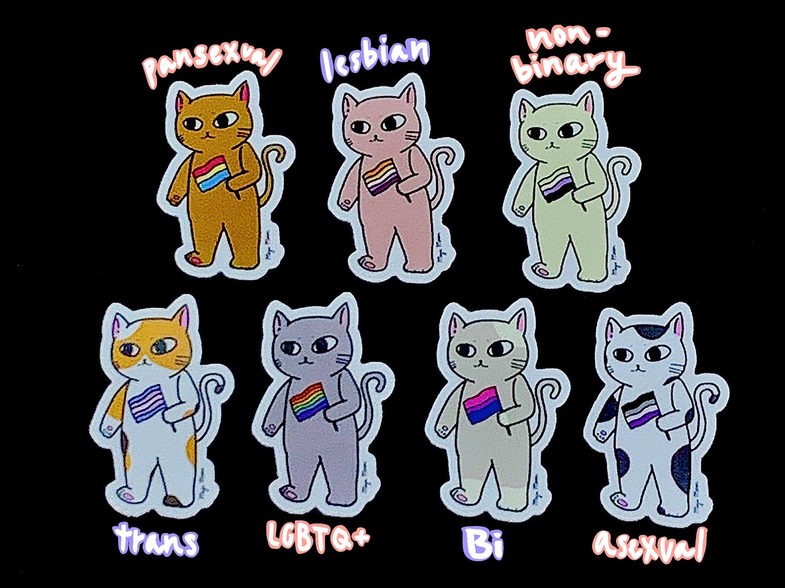 Transgender Pride Flag Cat Vinyl Sticker | Etsy