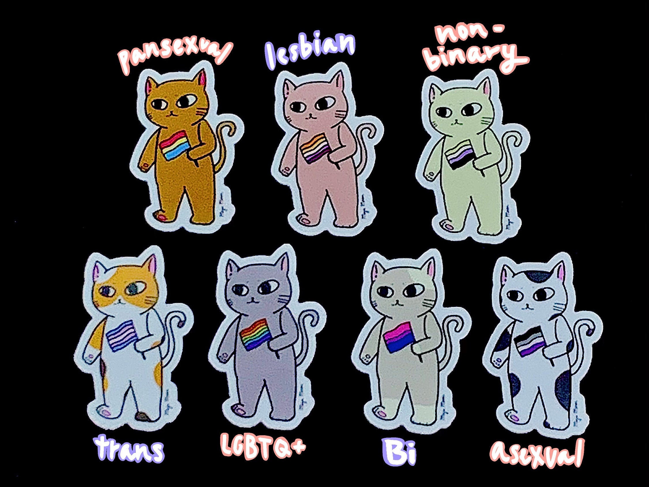 Lesbian Pride Flag Cat Vinyl Sticker Etsy