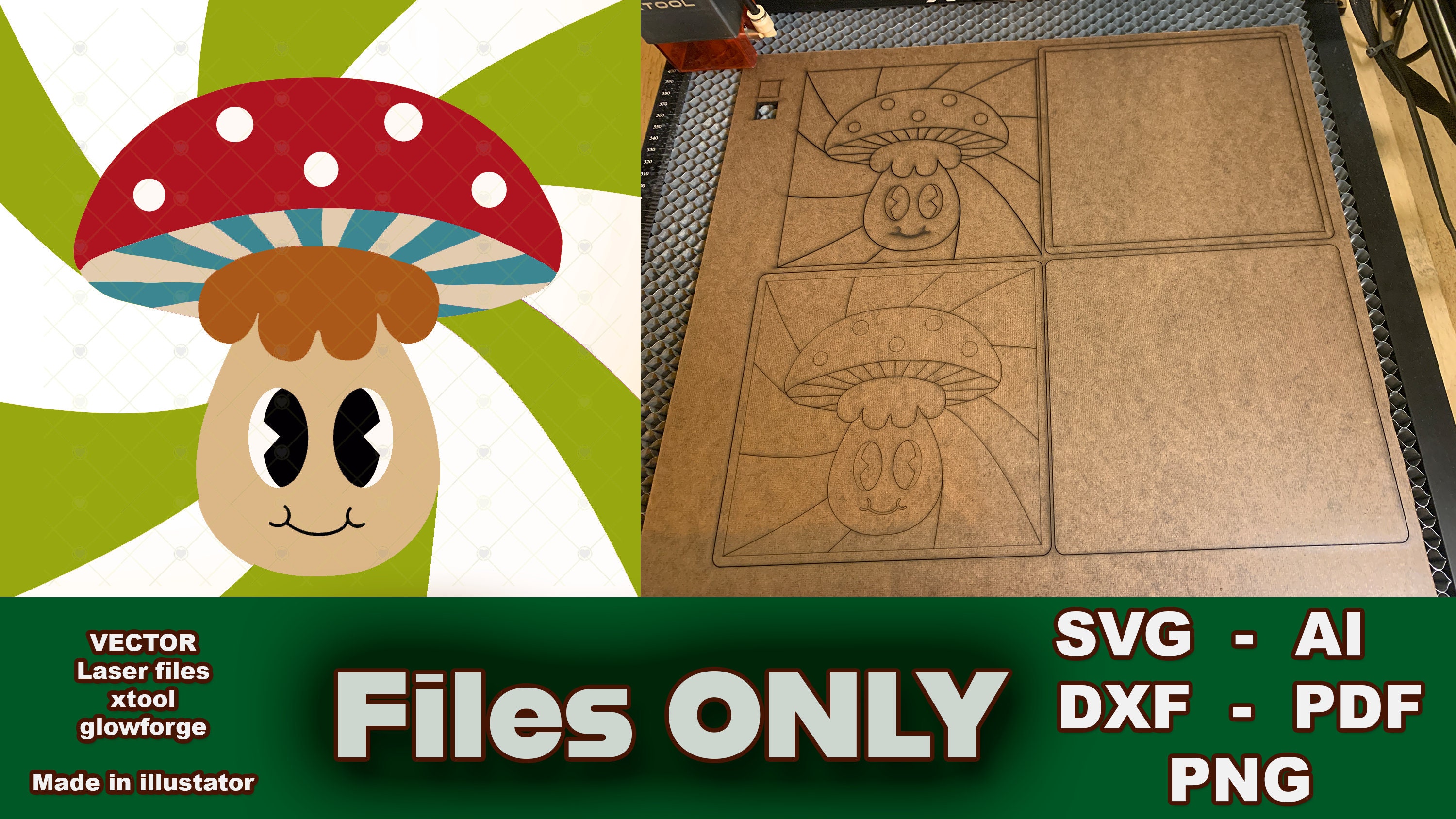 Trippy Mushroom Laser Cut File Wall Hanging Puzzle Laser Engraving SVG ...