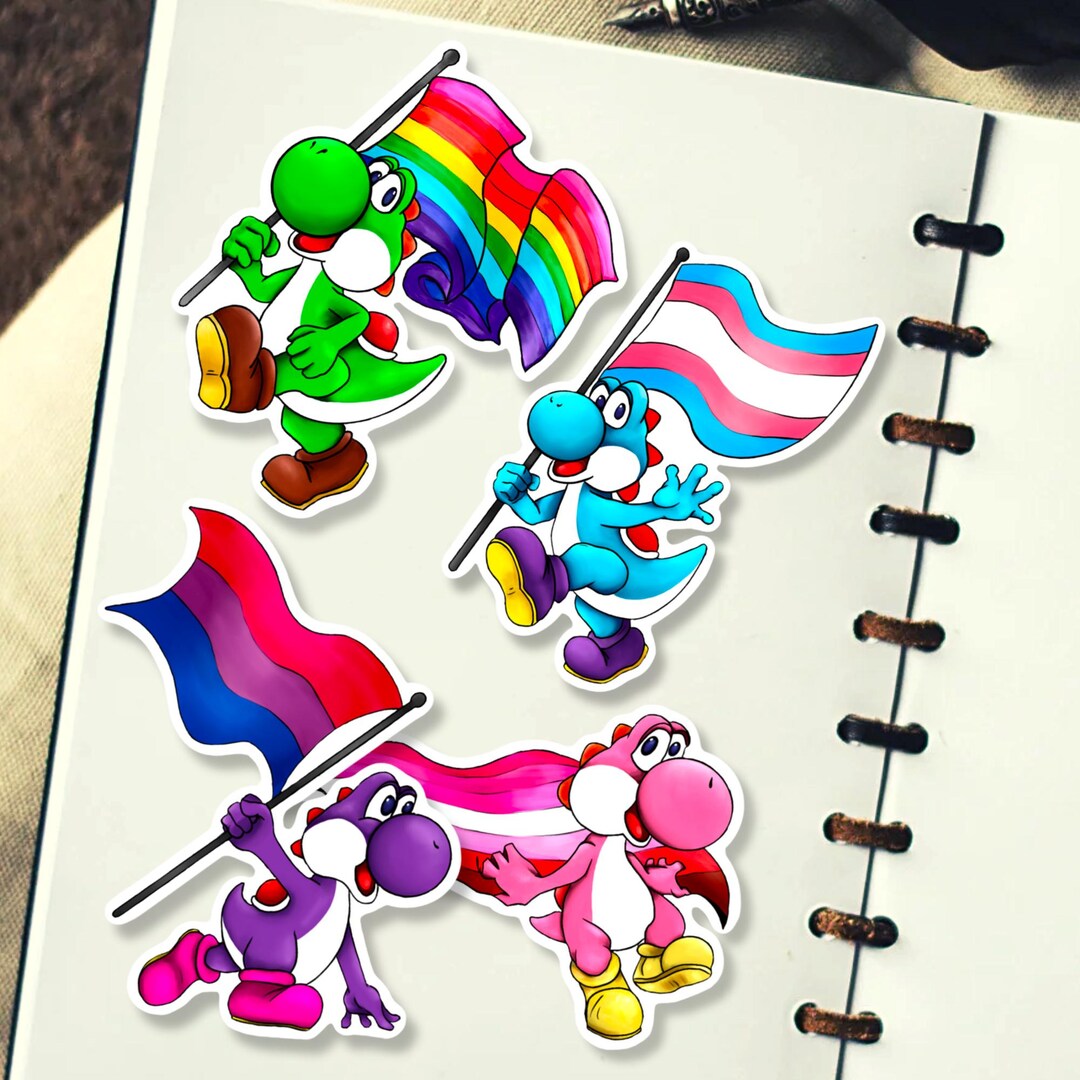 Yoshi PRIDE 3” Vinyl Stickers - 10 Various Flags - Etsy UK