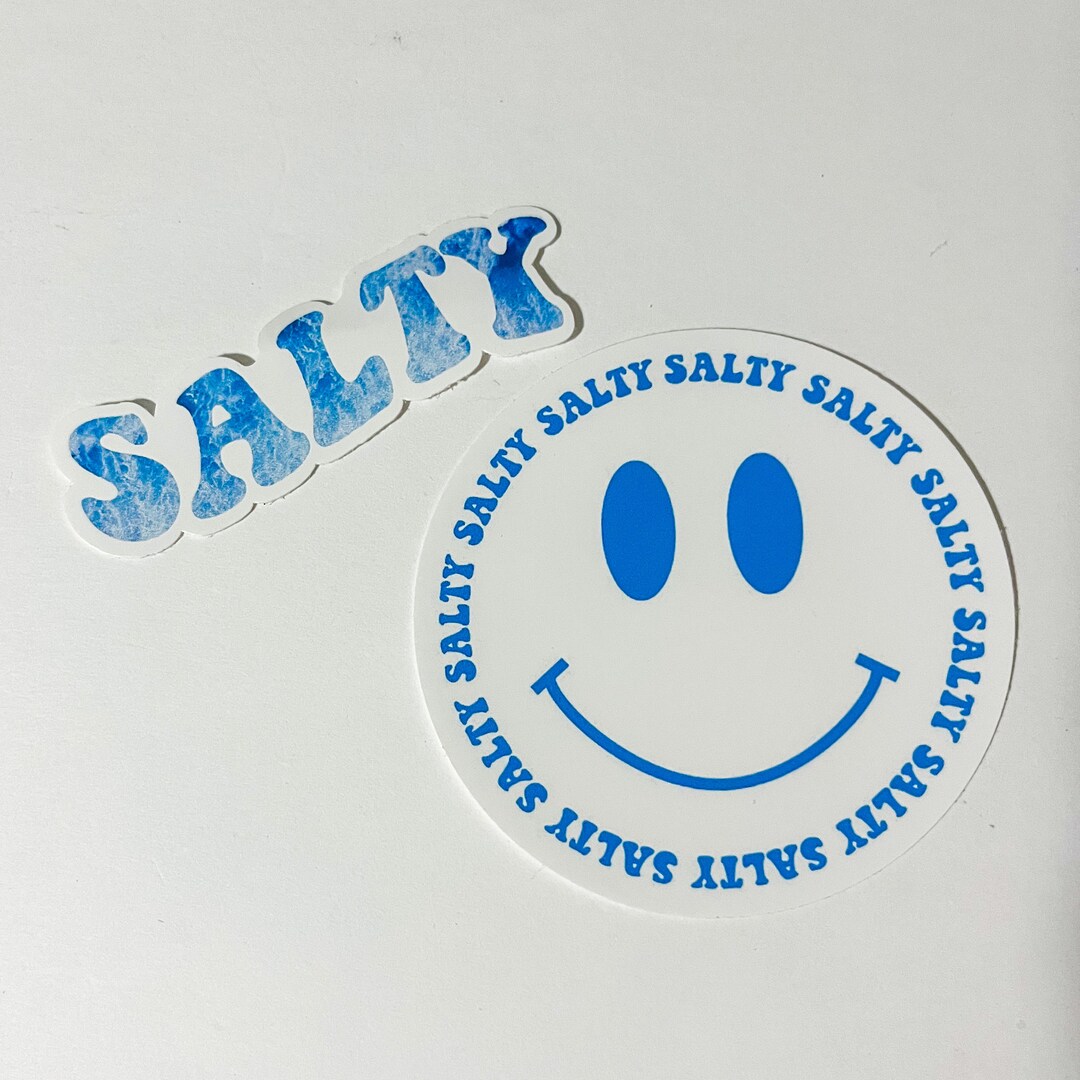Salty Smiley Face Sticker | Salty Wave Design Sticker | Water Bottle ...
