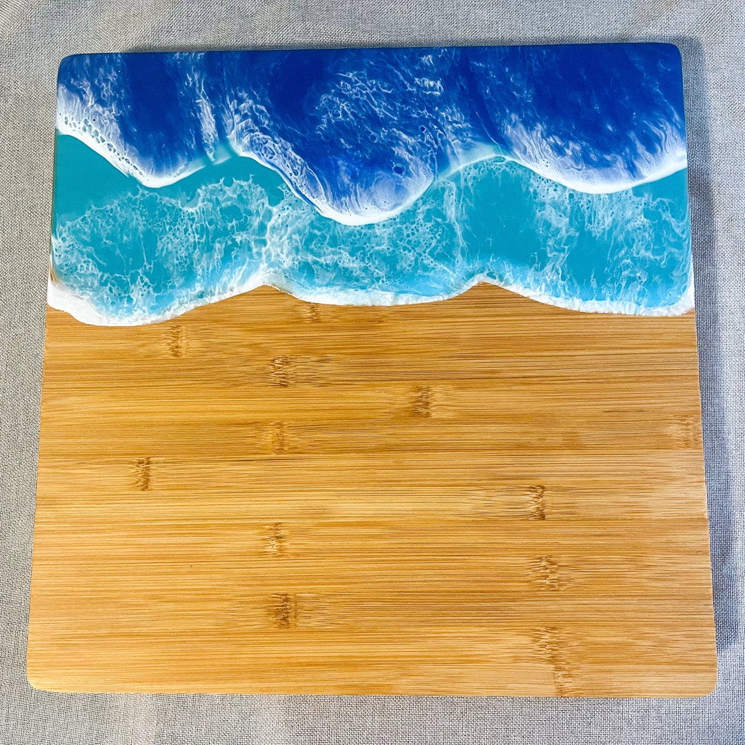 Square Ocean Epoxy Resin Butcher Block | Cutting Board | Serving Board ...