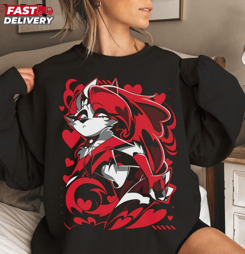 Loona Valentine Shirt, Loona Helluva Boss Characters, Hazbin Hotel ...