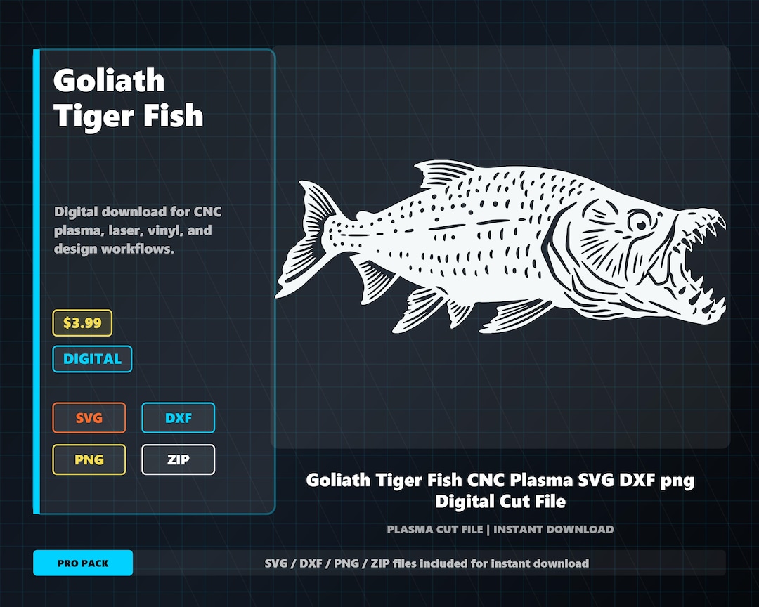 Goliath Tiger Fisch CNC PDF PDF PDF DXF Download zum ausdrucken - Etsy.de