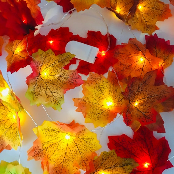 Autumn Leaf Garland LED Fairy Lights Fall Halloween Party Home - Etsy UK