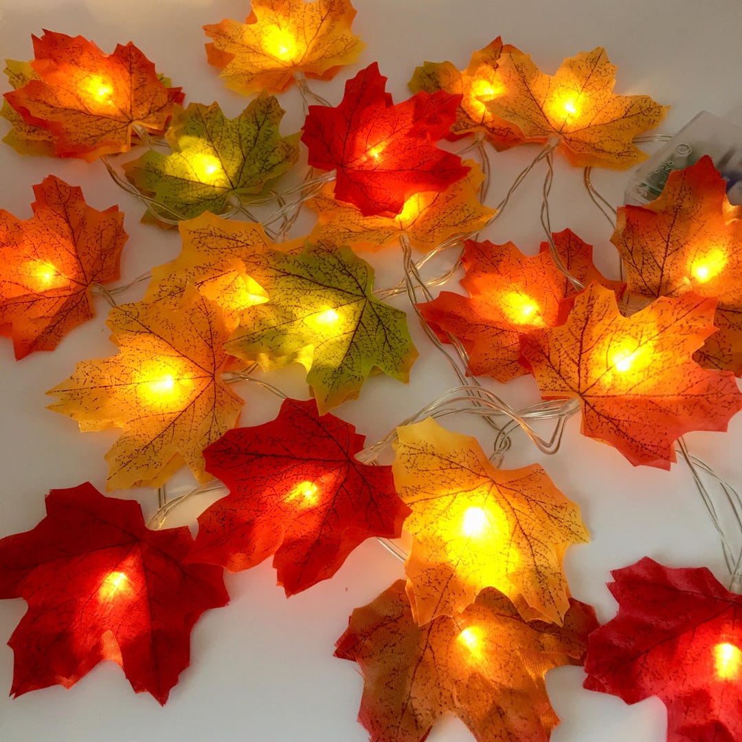 Autumn Home Decor Leaf Garland LED Fairy Lights Fall Halloween Party ...