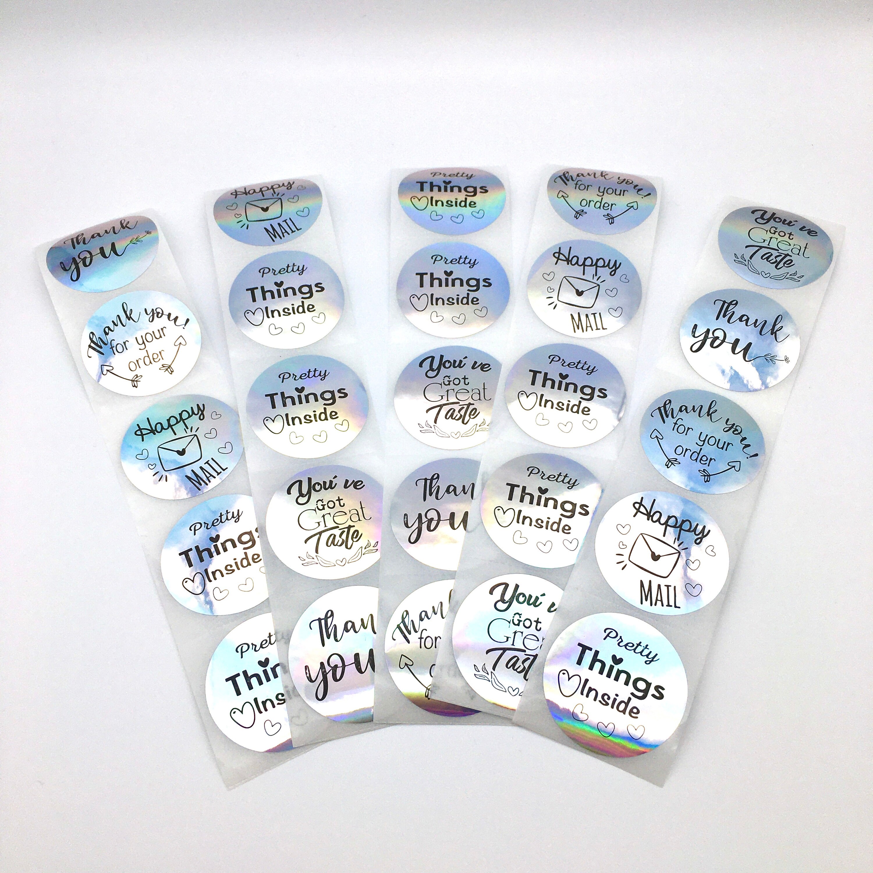 Large 3.8cm Thank You Stickers Holographic Happy Mail Thank | Etsy