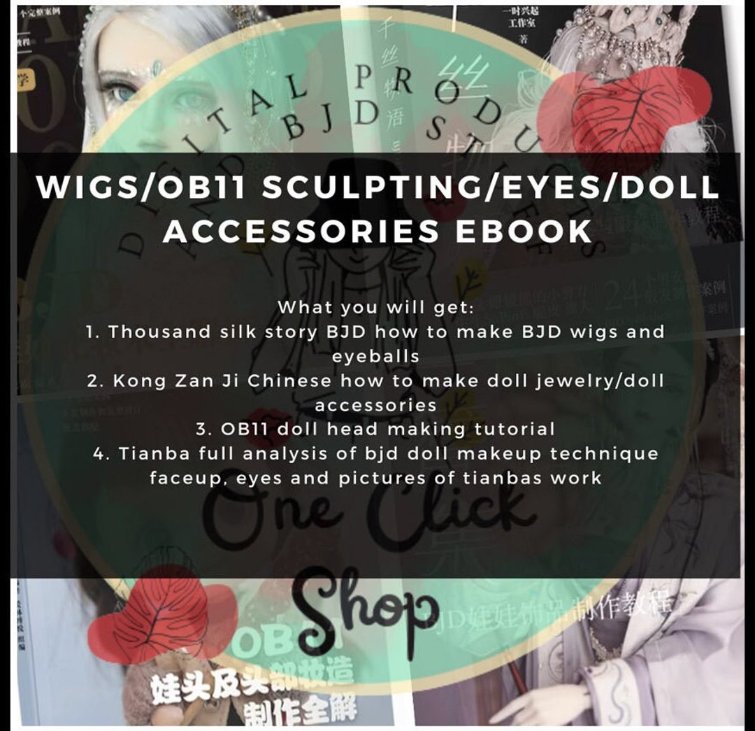 4 in 1 BJD Ebook BJD Faceup Makeup Wigs Jewelries Ob11 Head Sculpting ...