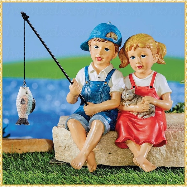 Children Fishing Statues - Etsy