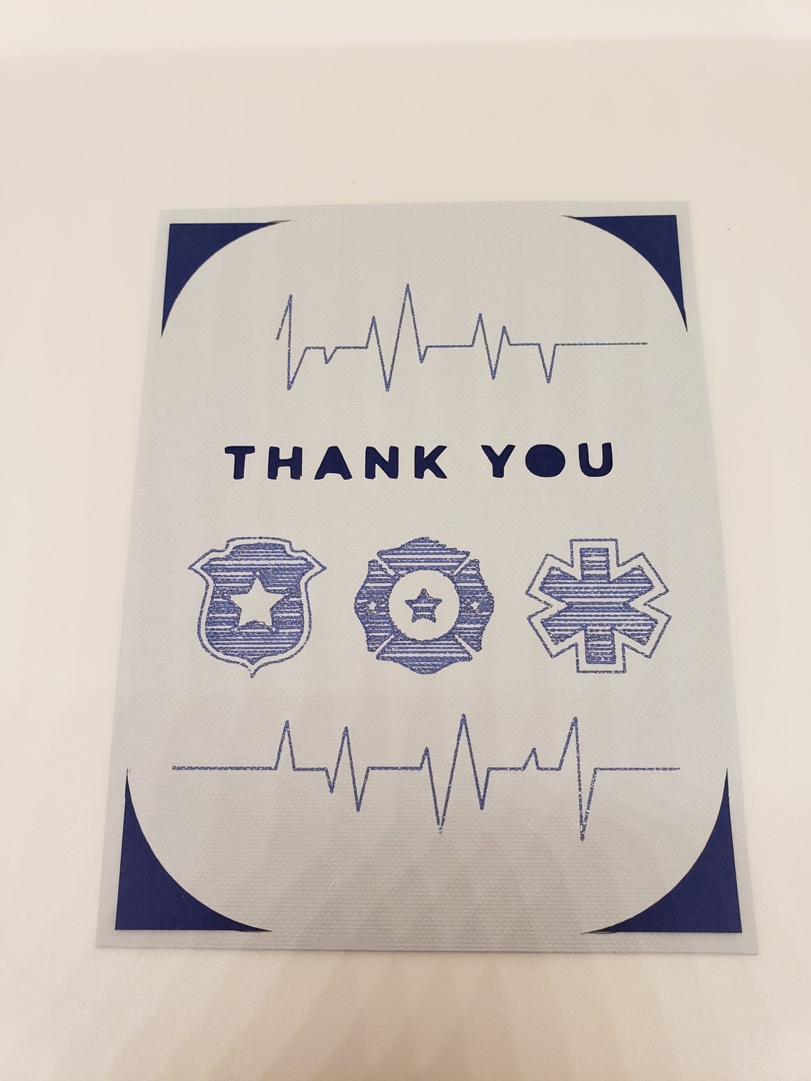 Handmade Thank you to first responders card blank inside | Etsy