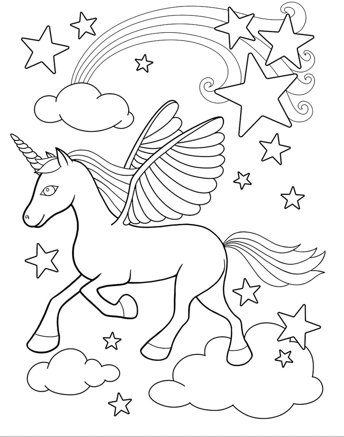 Unicorn Themed Printable Coloring Pages - Etsy