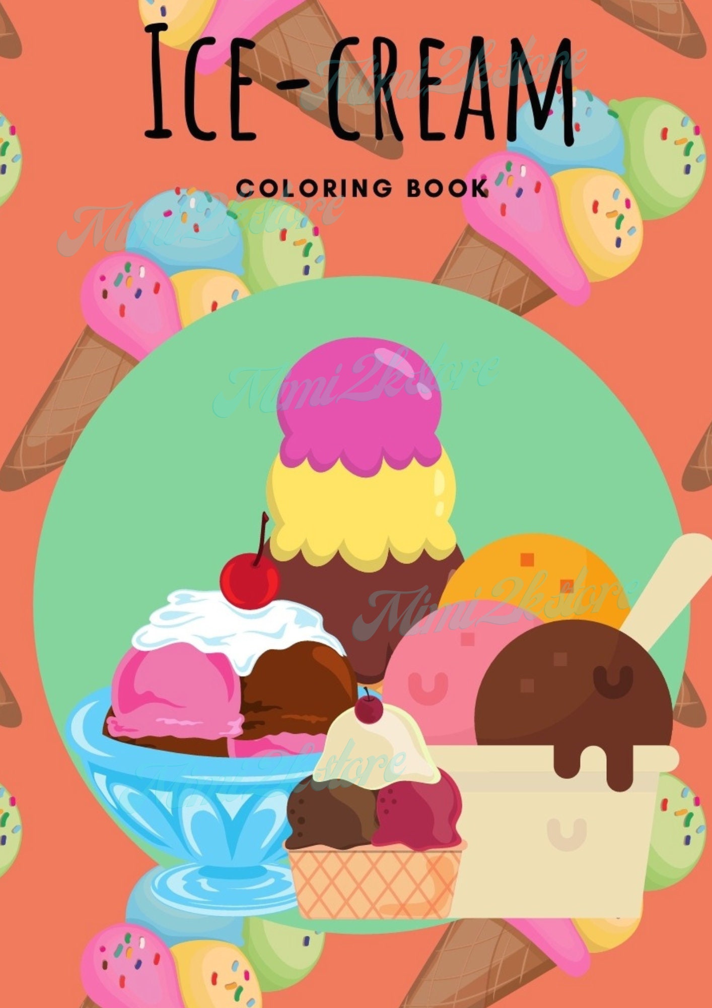 Summer Fun- Ice Cream- Pool Party - Coloring Pages- Instant Download ...