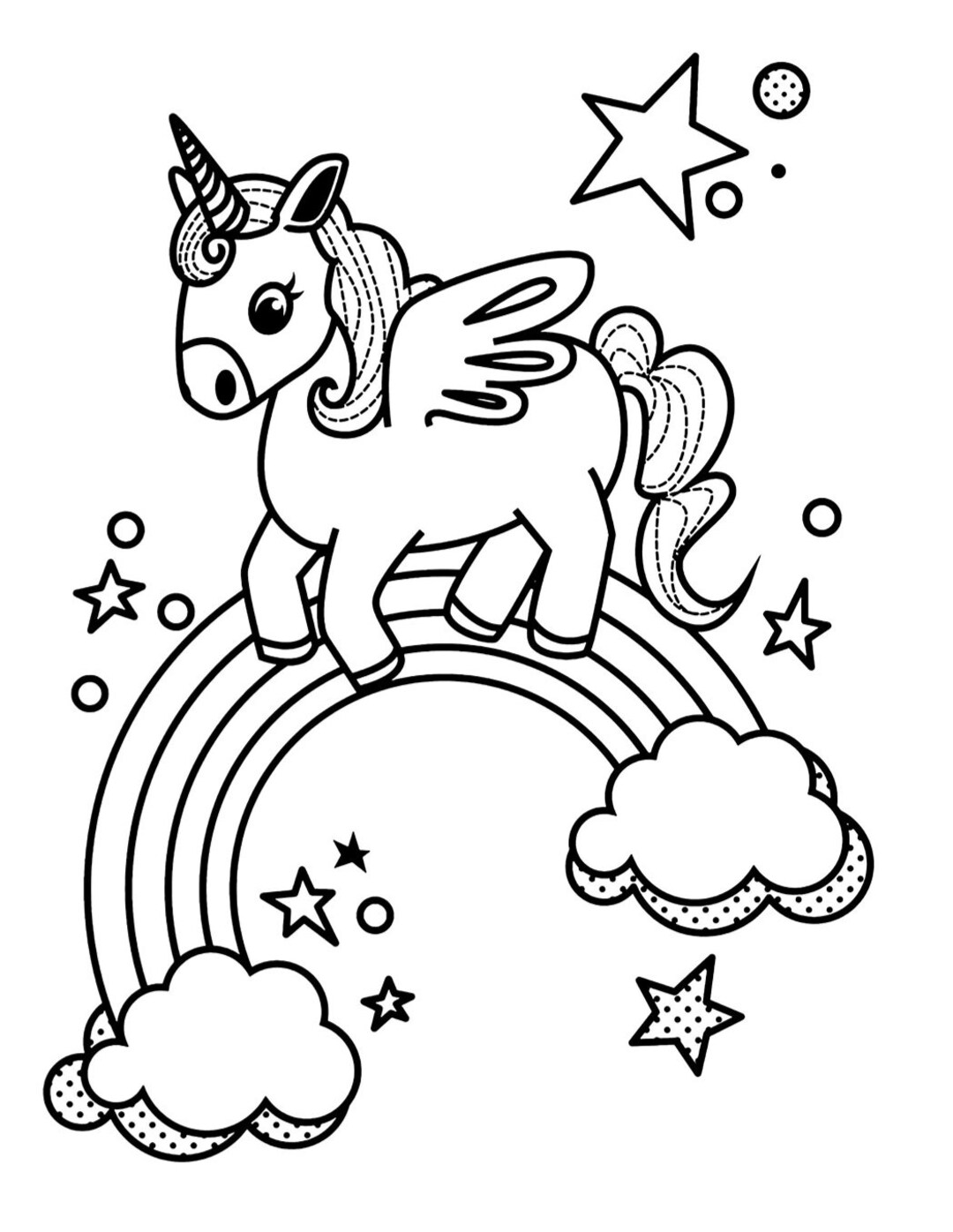 Unicorn Themed Printable Coloring Pages - Etsy