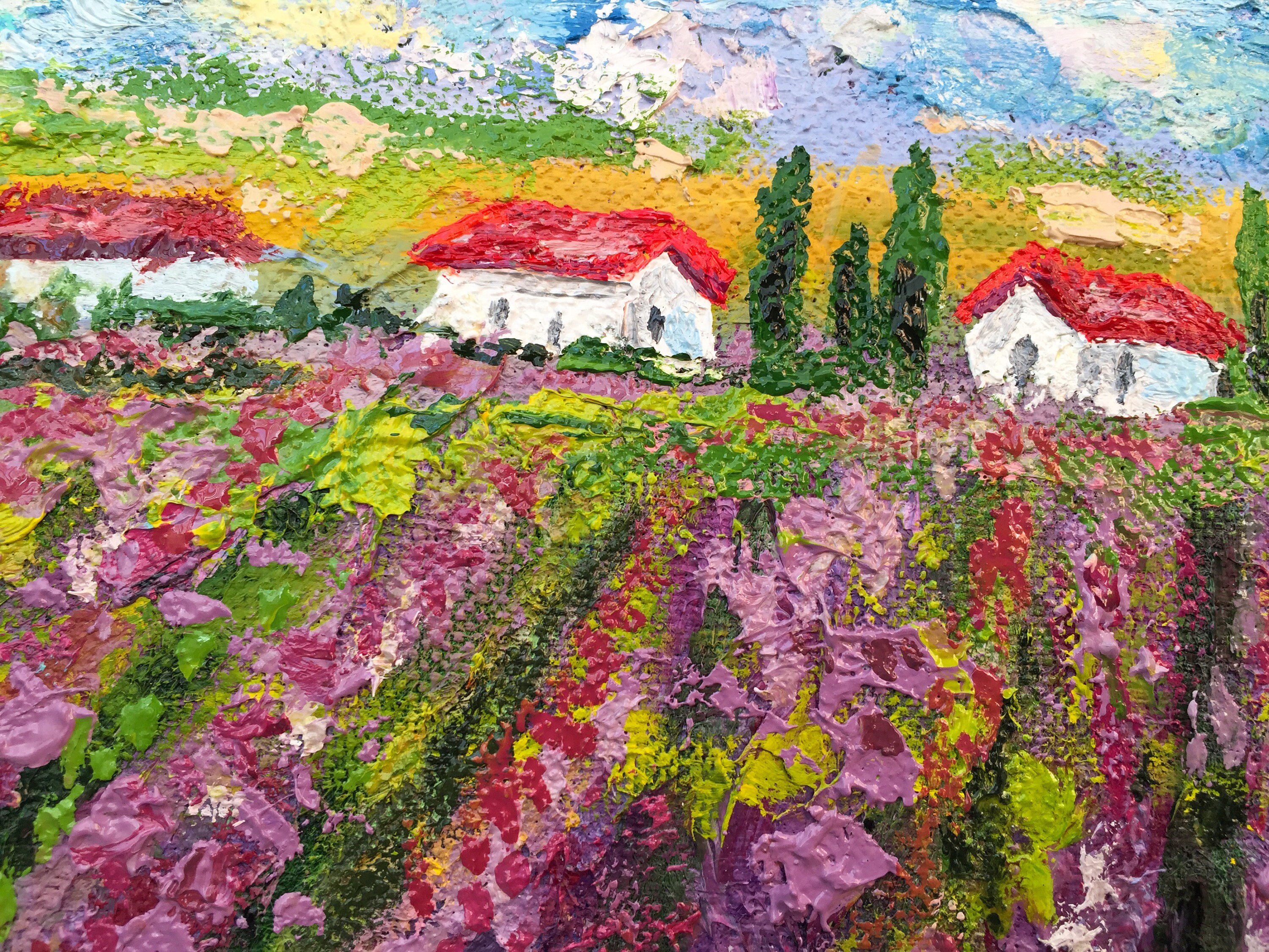 Lavender Painting Lavender Farm Art Tuscany Lavender Field | Etsy