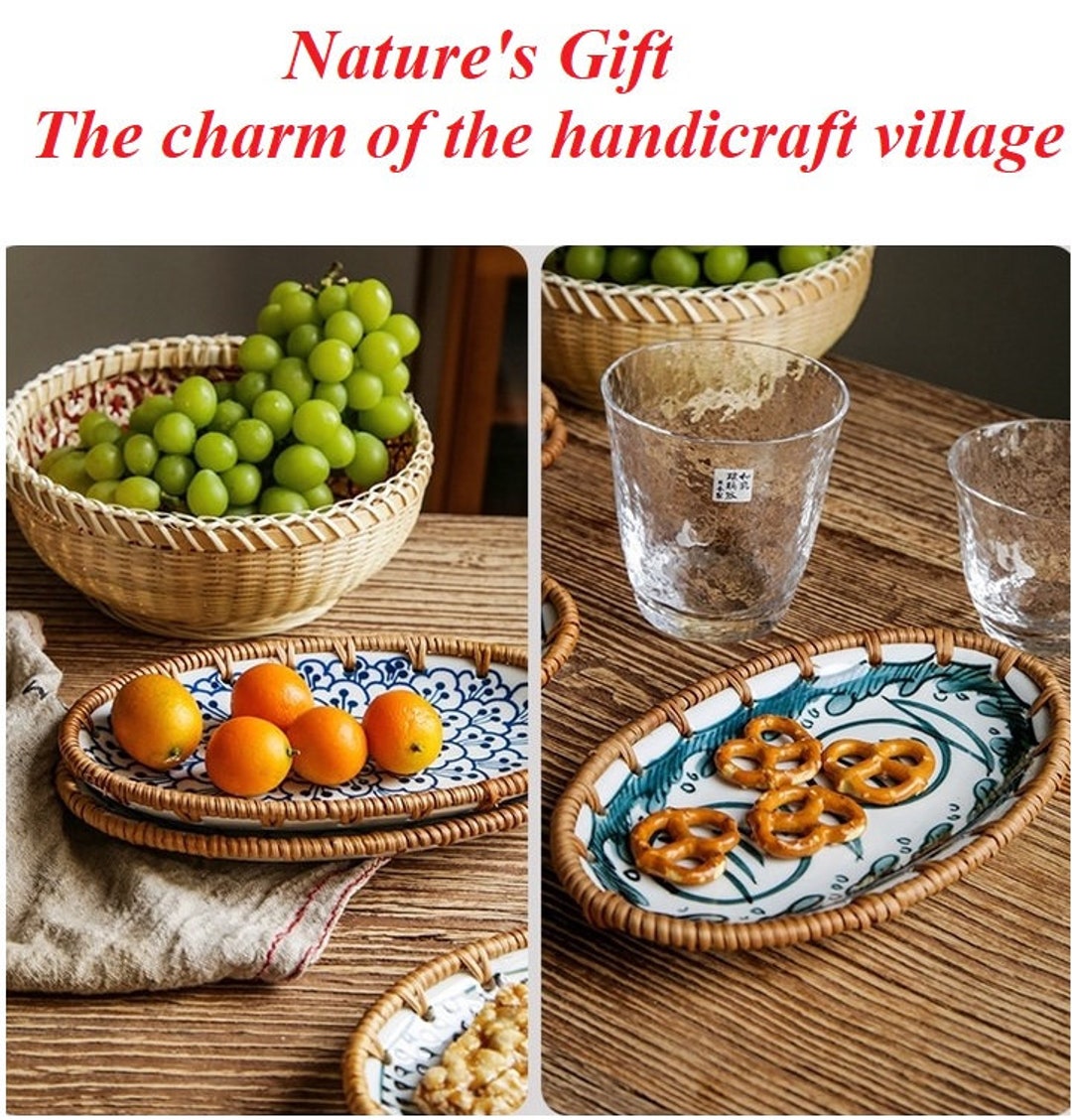 Ottoman Ceramic Trinket Dish,rattan Decorative Tray,jewelry Storage ...