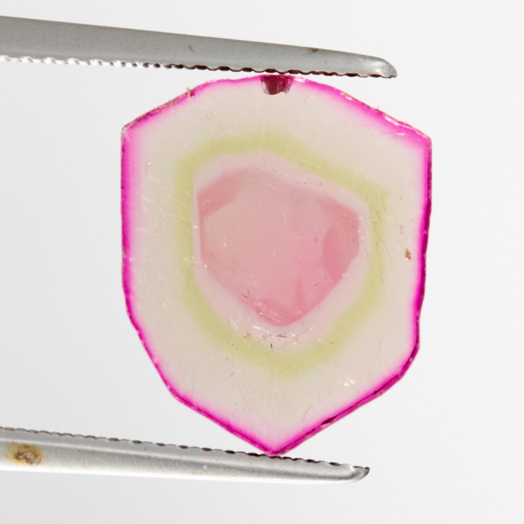 5.39 Ct Natural Tri Color Watermelon Tourmaline Slice From Brazil - Etsy