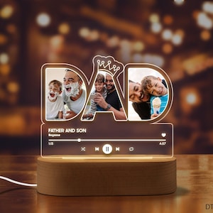 Personalized Dad Night Light With Photos, Fathers Day Gift, Custom Song ...