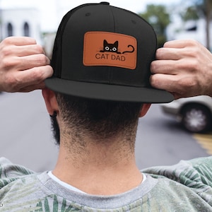 Father Day Gift, Cat Dad Hat, Cat Dad Hat With Leather Patch, Gift for ...