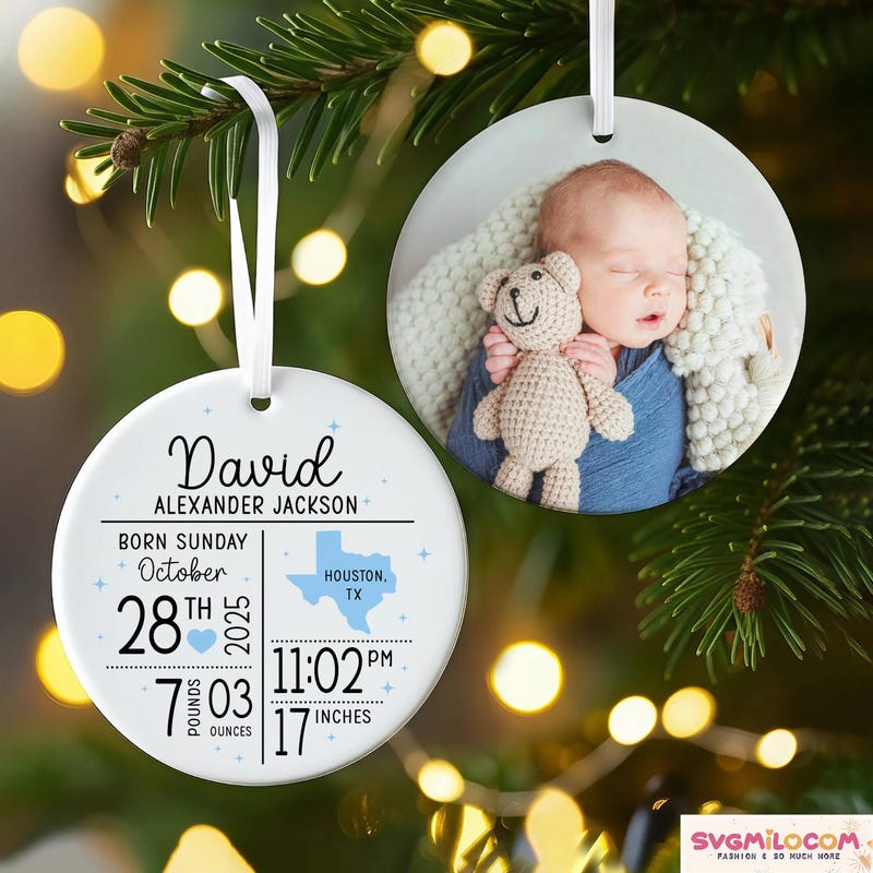 Baby Stats Photo Ornament - Etsy