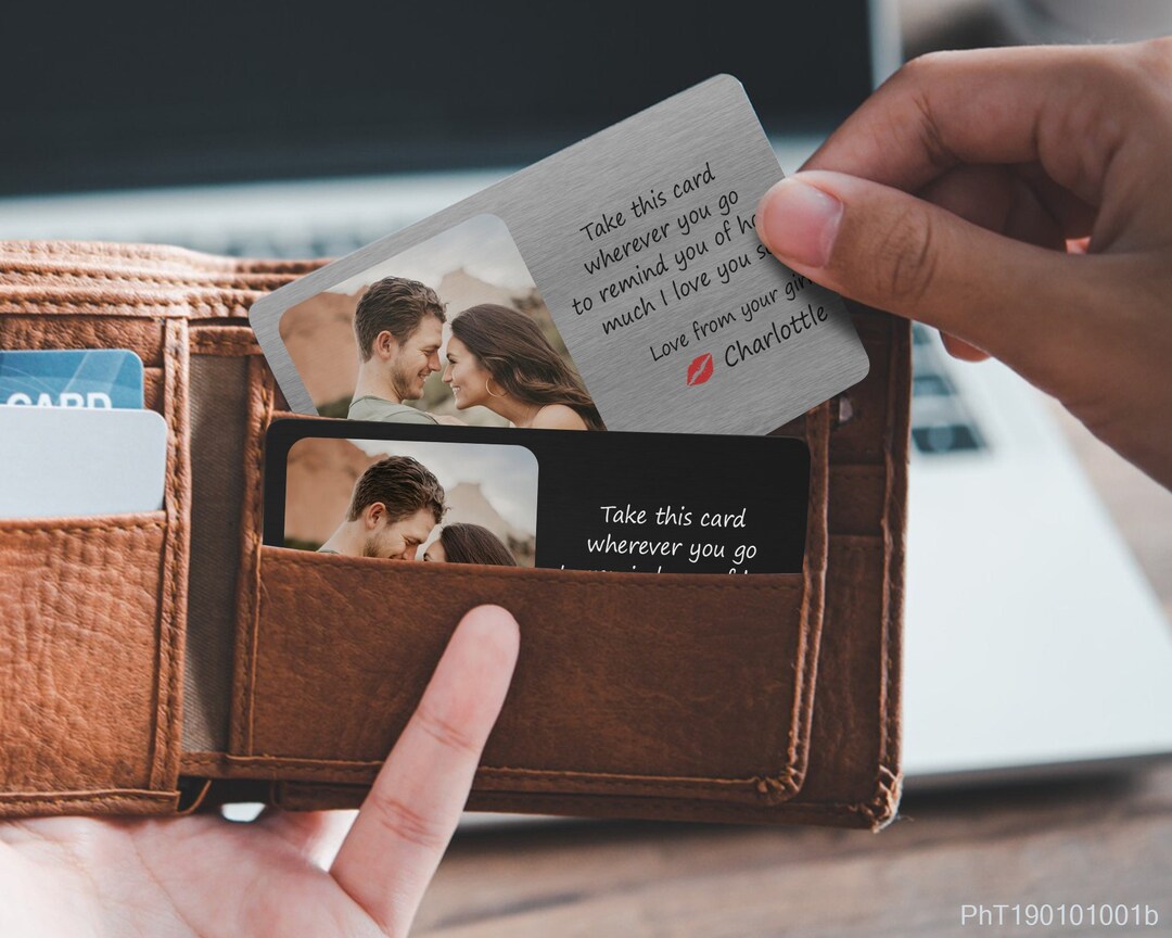 Personalized Metal Wallet Insert Card, Valentines Gifts for Him, Photo ...