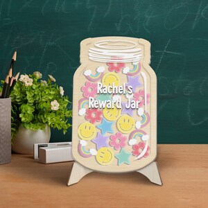 Smiley Face Reward Jar With Tokens, Back to School Gifts, Personalized ...
