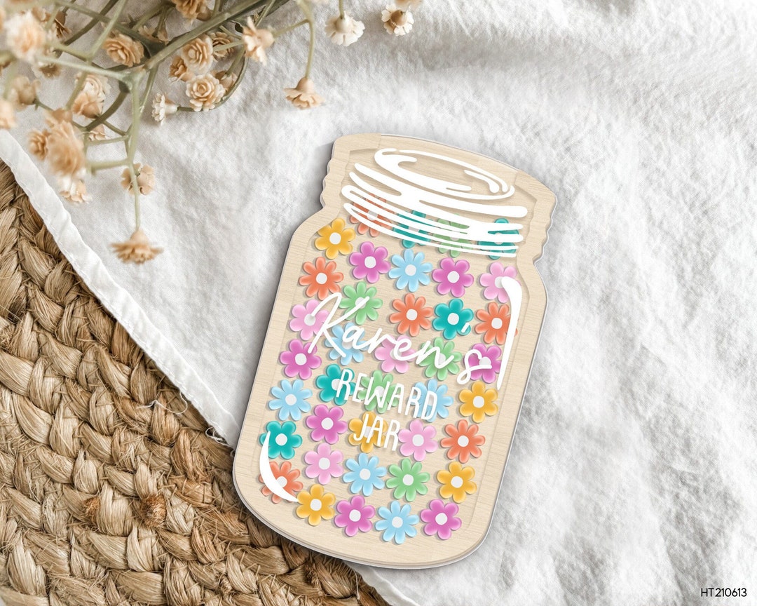 Flower Reward Jar and Tokens, Custom Name Reward Jar for Kids, Back to ...