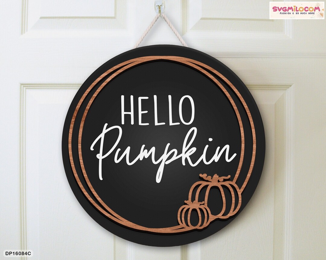 Hello Pumpkin 3D Door Sign, Fall Welcome Sign, Fall Door Hanger, Hello ...