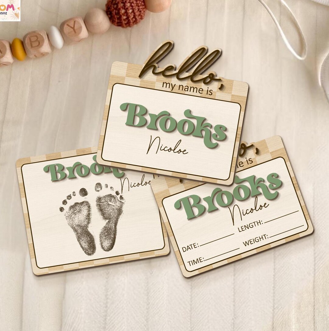 Hello My Name is Baby Name Sign, Birth Stat Announcement Sign, Baby ...