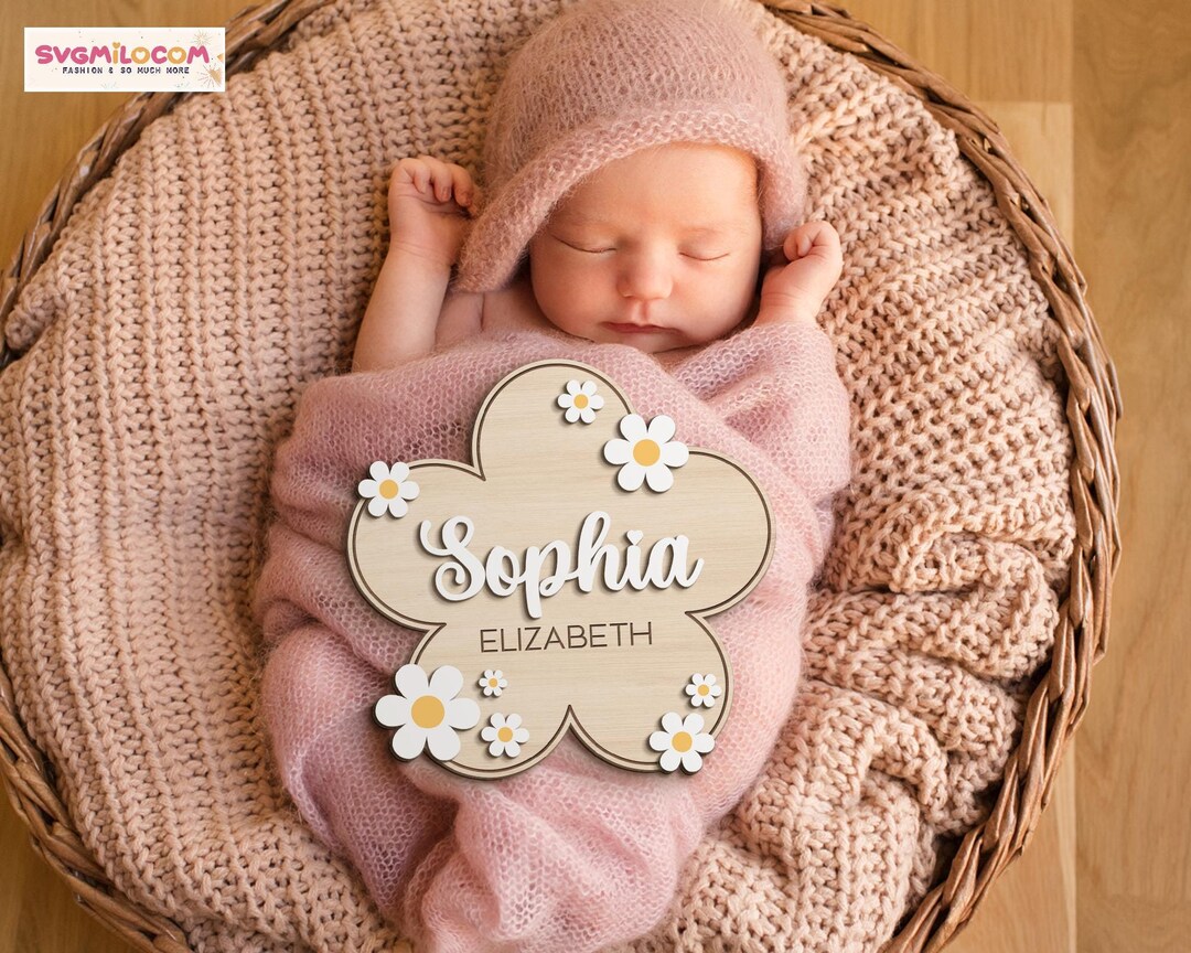 Custom Baby Name Sign, Baby Name Announcement, Daisy Flower Sign for ...