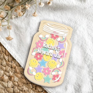 Smiley Face Reward Jar With Tokens, Back to School Gifts, Personalized ...