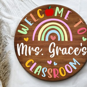 Teacher Door Sign, Classroom Decor Rainbow, Teacher Door Hanger ...