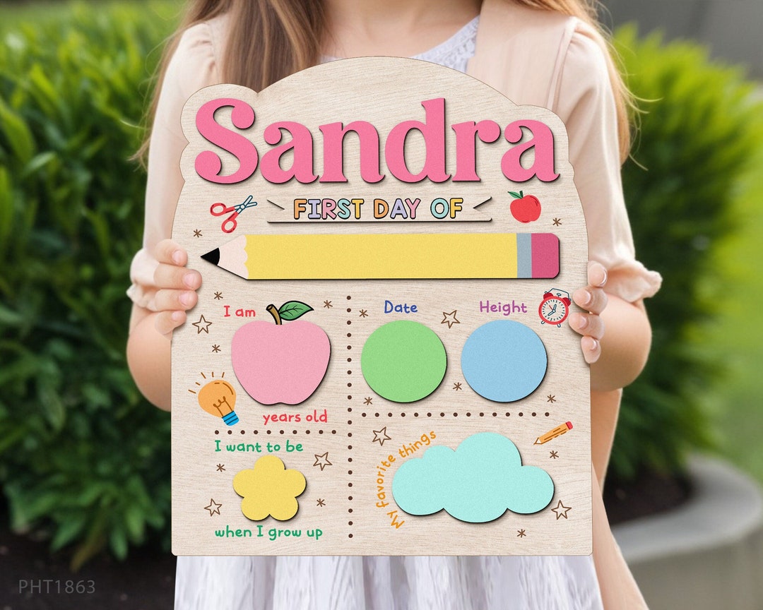 Personalized First Day of School Sign, Custom Reusable 1st Day of ...