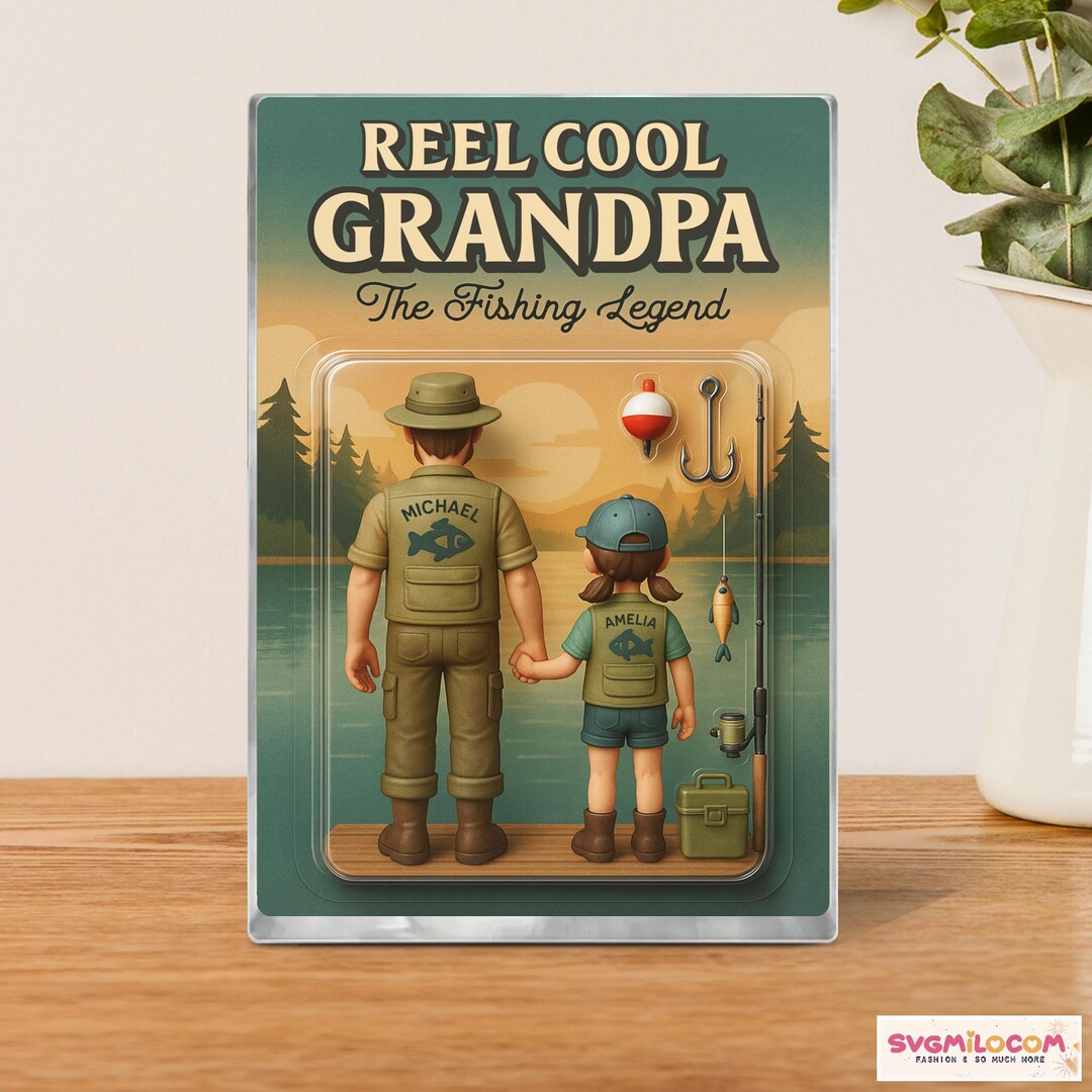 Custom Grandpa Figure Acrylic Block, Father's Day Gift for Dad, Reel ...