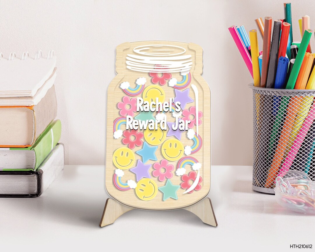 Smiley Face Reward Jar With Tokens, Back to School Gifts, Personalized ...