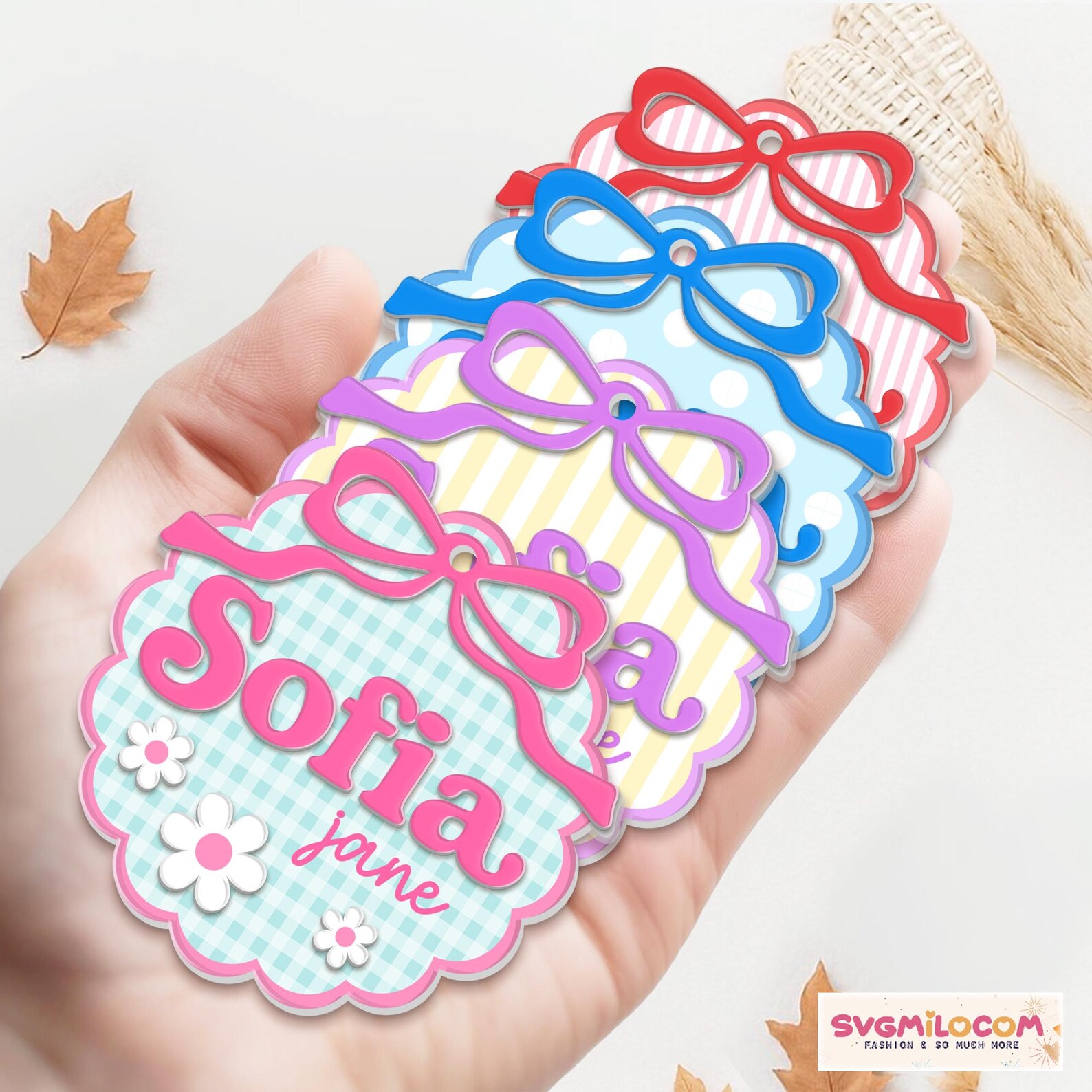Custom Kids Name Bag Tag, Acrylic Kids Name Backpack Keychain, Coquette ...