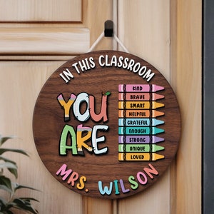 Personalized Teacher Door Sign, Classroom Decor, Teacher Door Hanger ...