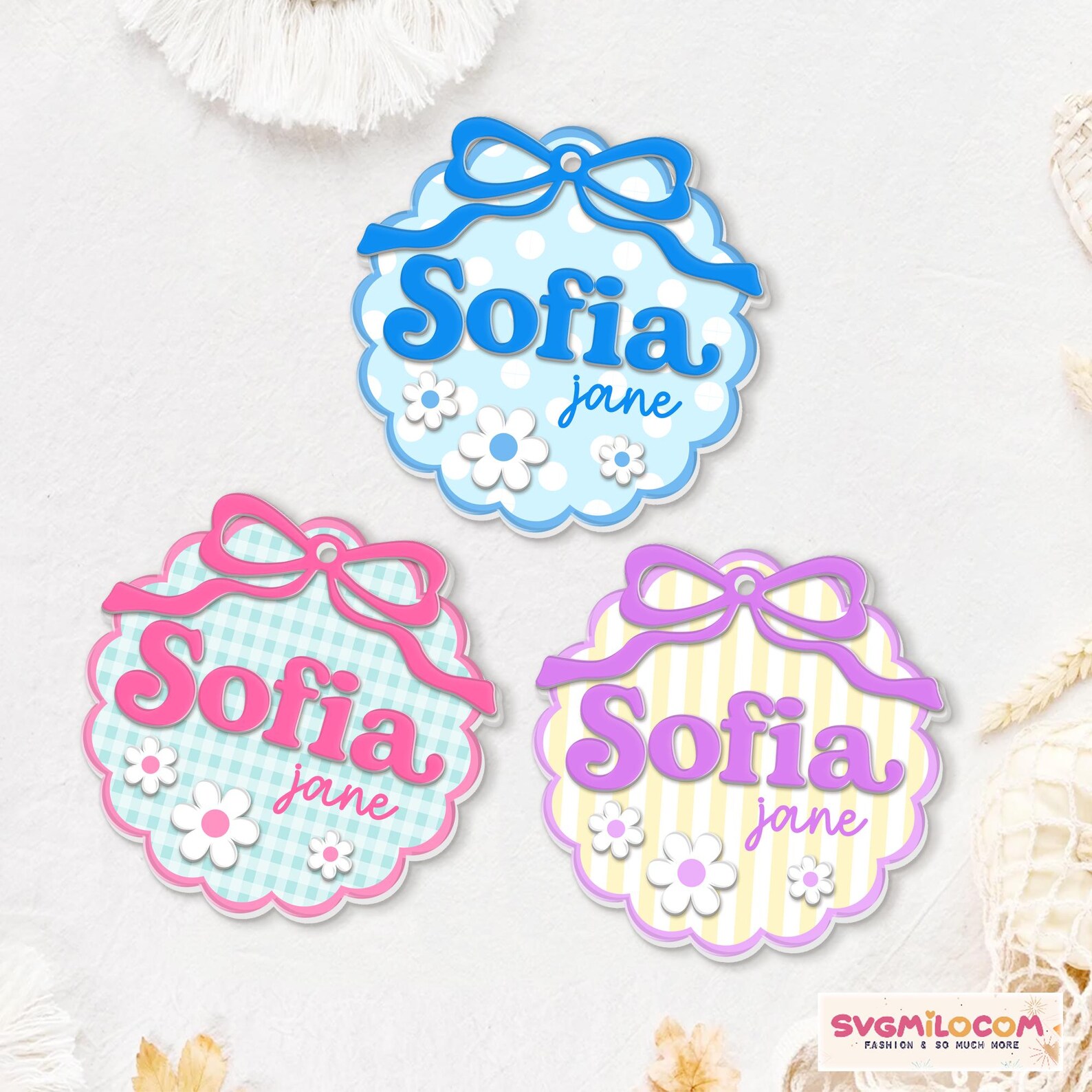 Custom Kids Name Bag Tag, Acrylic Kids Name Backpack Keychain, Coquette ...