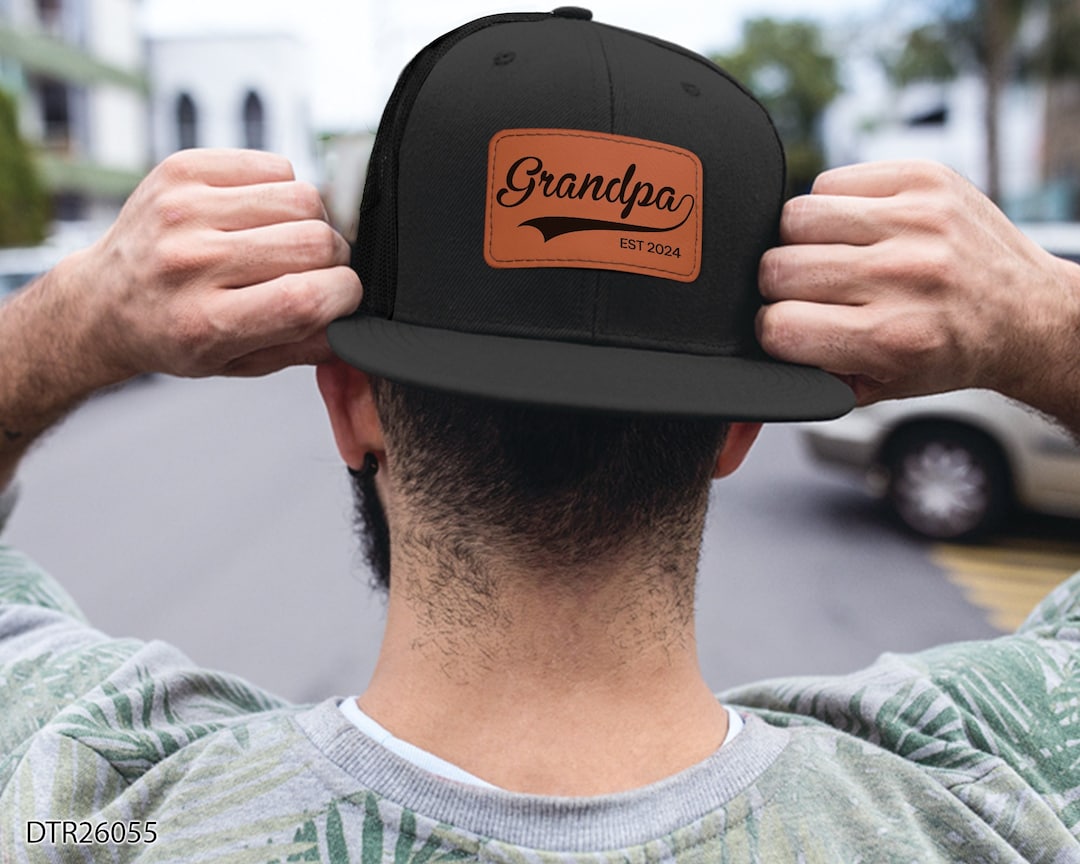 Fathers Day Gift, Grandpa Est Hat, Custom Grandpa Hat With Leather ...
